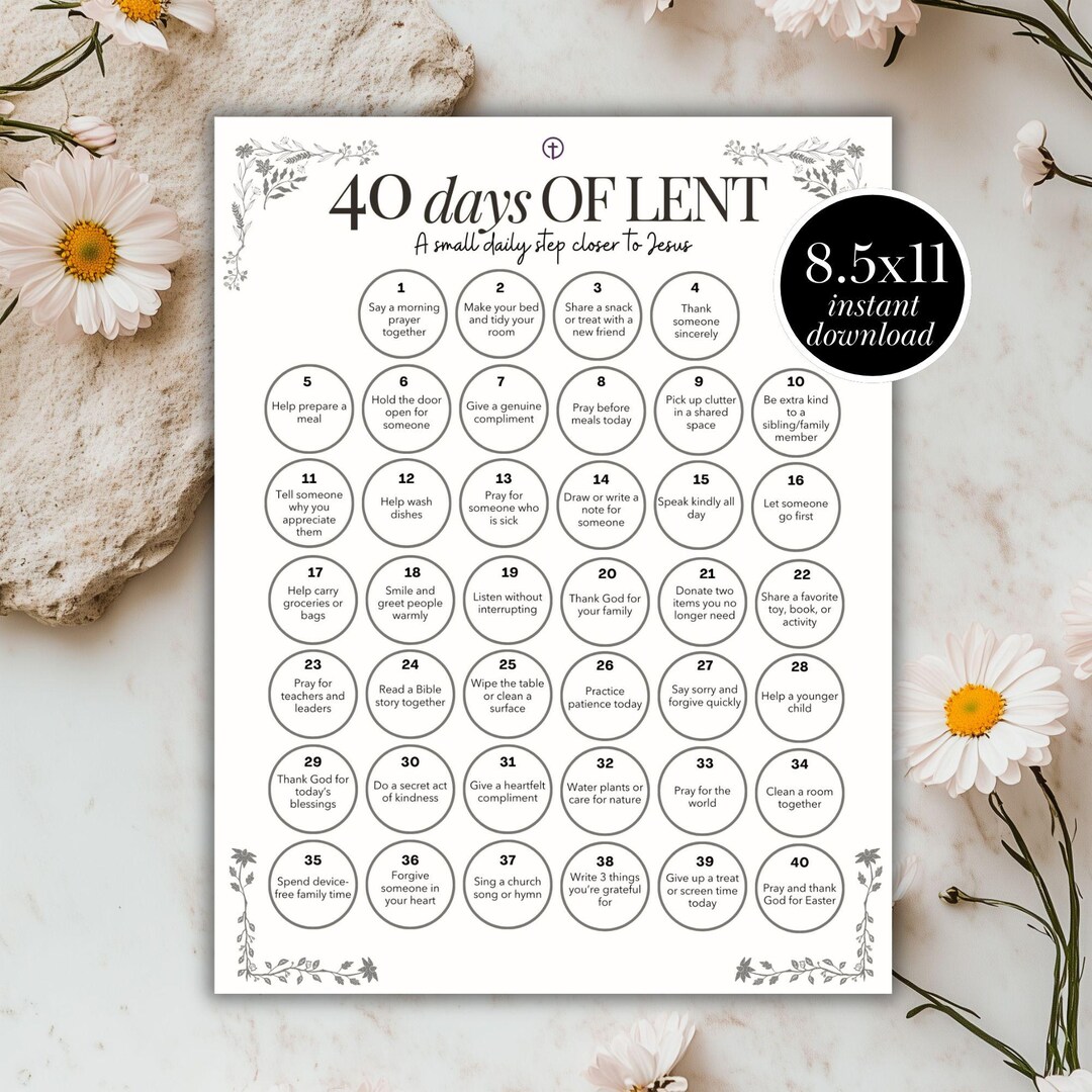 40 Days of Lent Countdown Calendar Lent Activities for Kids Catholic ...