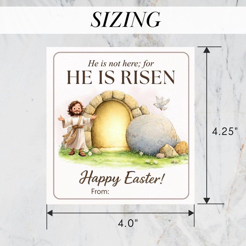 Easter Bible Verse Gift Tag Printable He is Risen Christian Tag Easter ...