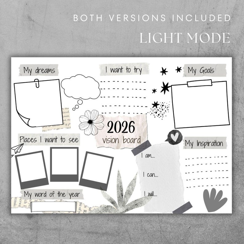Vision Board Template for Students 2026 Printable Vision Board Kids ...