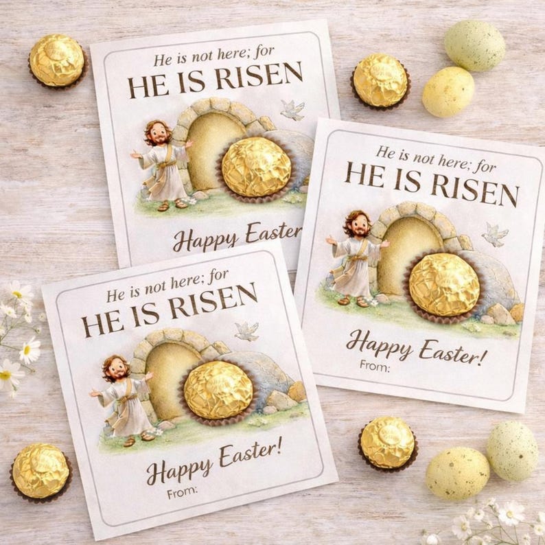 Easter Bible Verse Gift Tag Printable He is Risen Christian Tag Easter ...