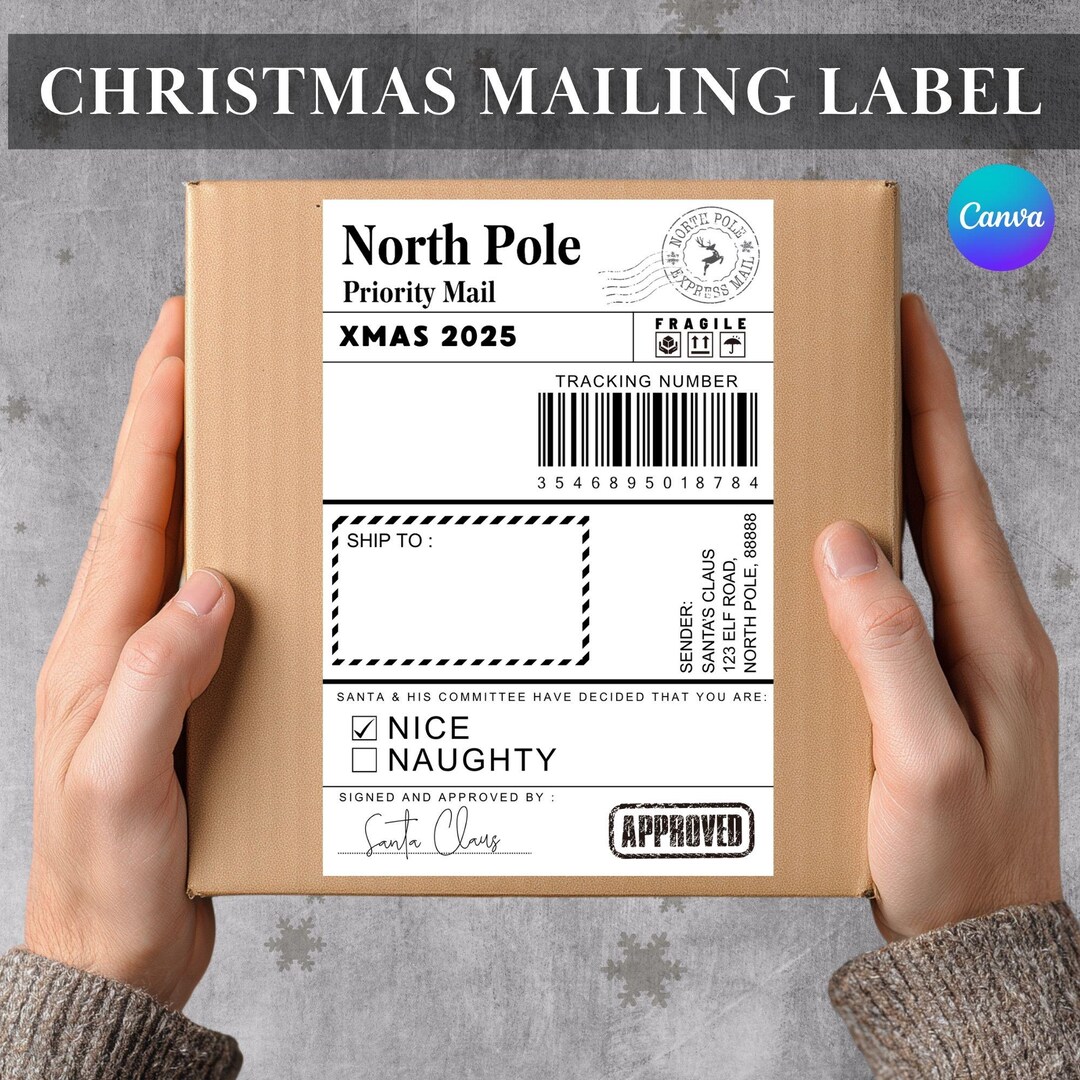 Christmas Mailing Labels Christmas Labels Personalized Santa Shipping ...