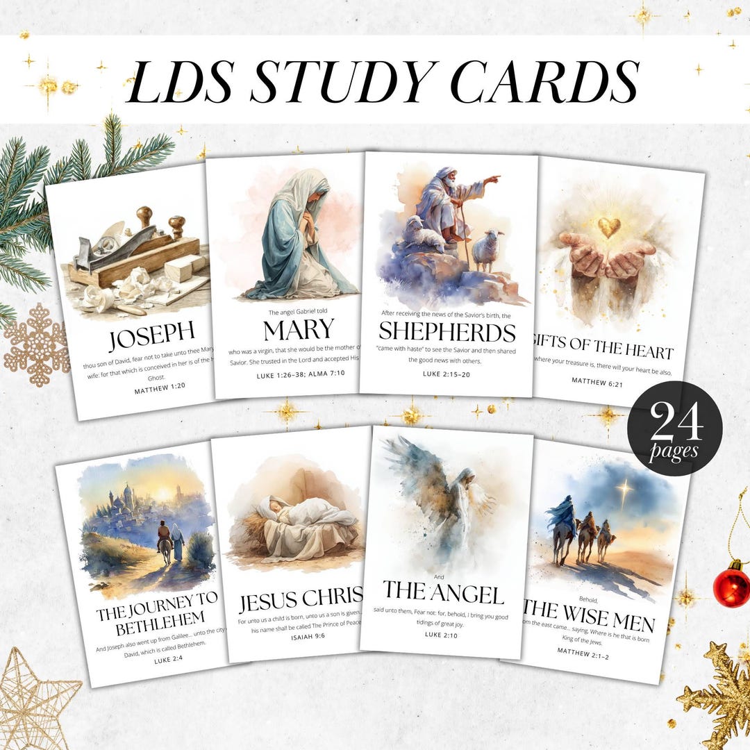 LDS Nativity Scripture Study Cards, 24 Christ-centered Bible Verse ...