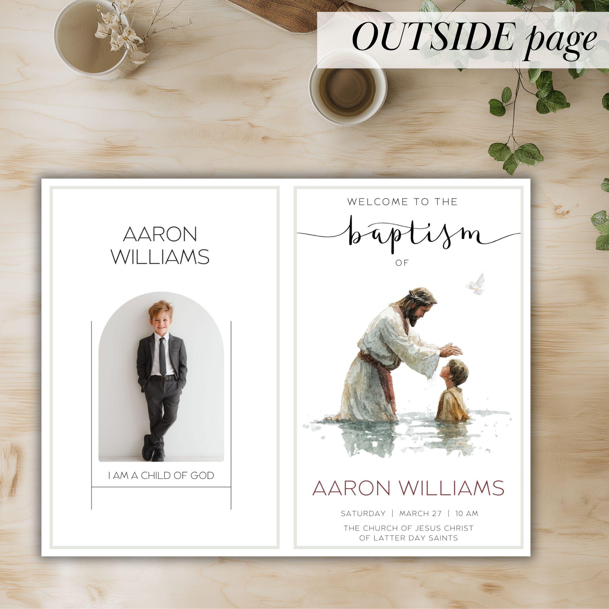 LDS Baptism Program Template, Foldable Baptism Program Canva Editable ...