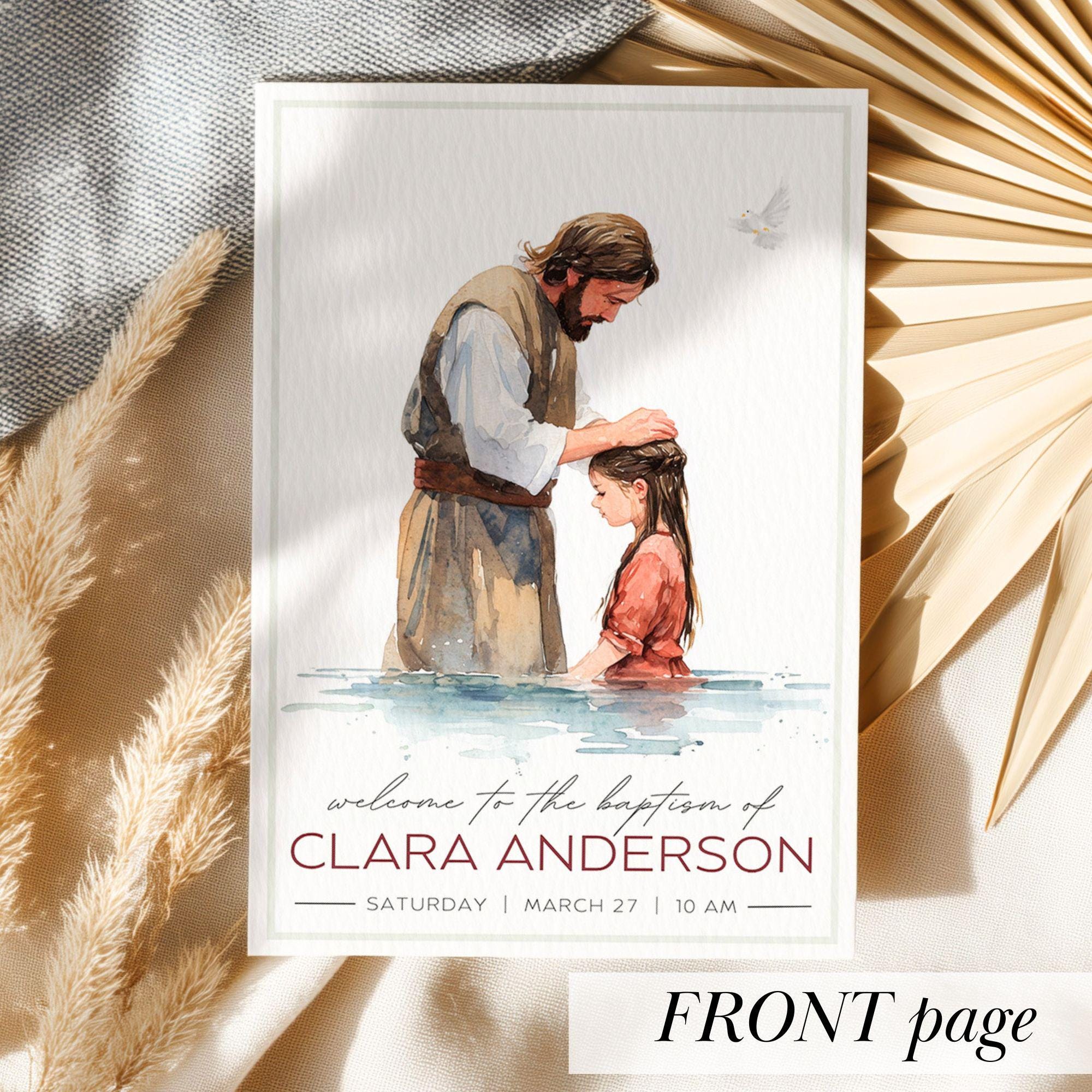 LDS Girl Baptism Program Template Watercolor Baptism Program With ...