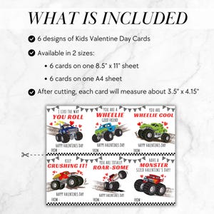 Monster Truck Valentine’s Day Cards for Kids, Funny Classroom ...