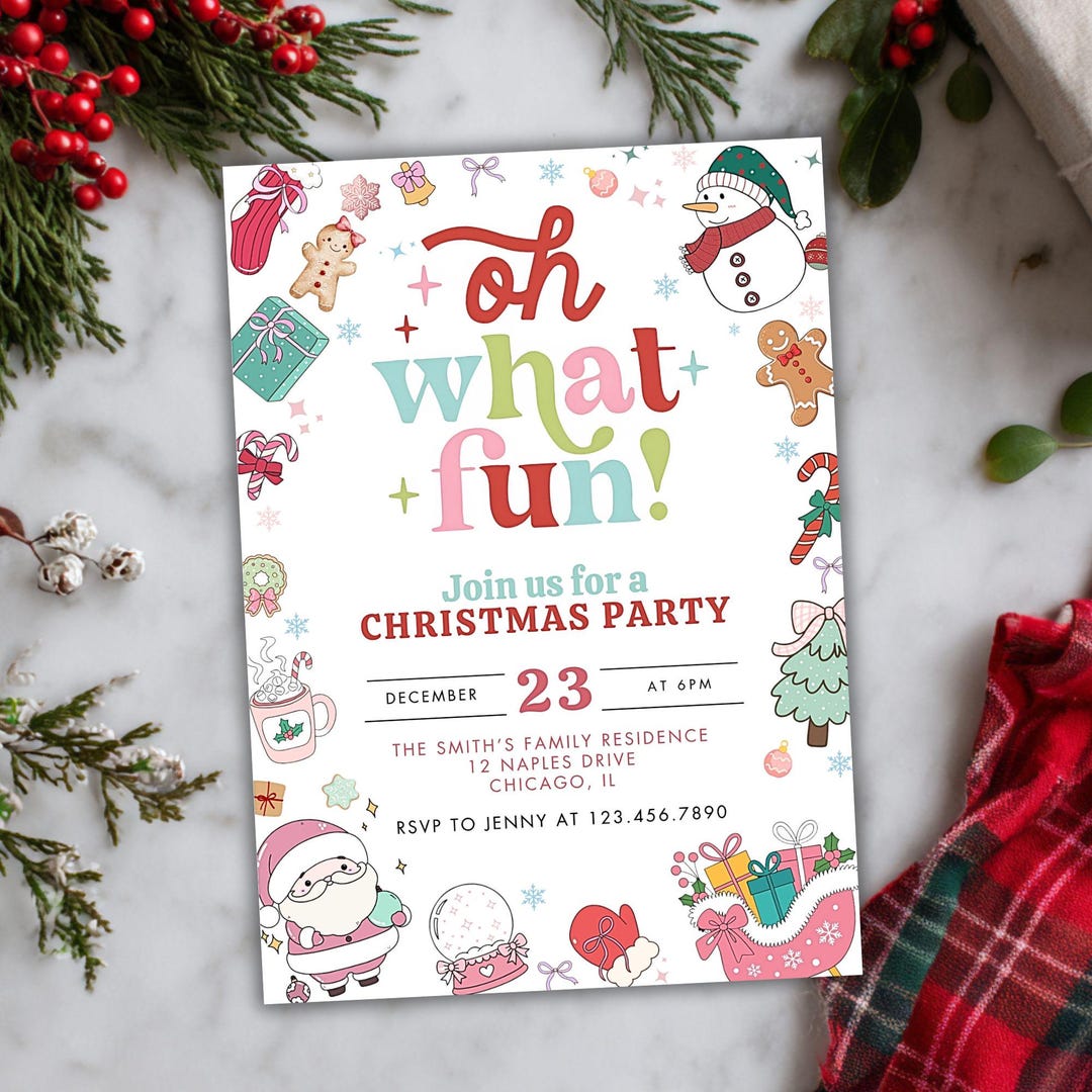 Oh What Fun Christmas Invitation Friendsmas Invitation Kids Christmas ...