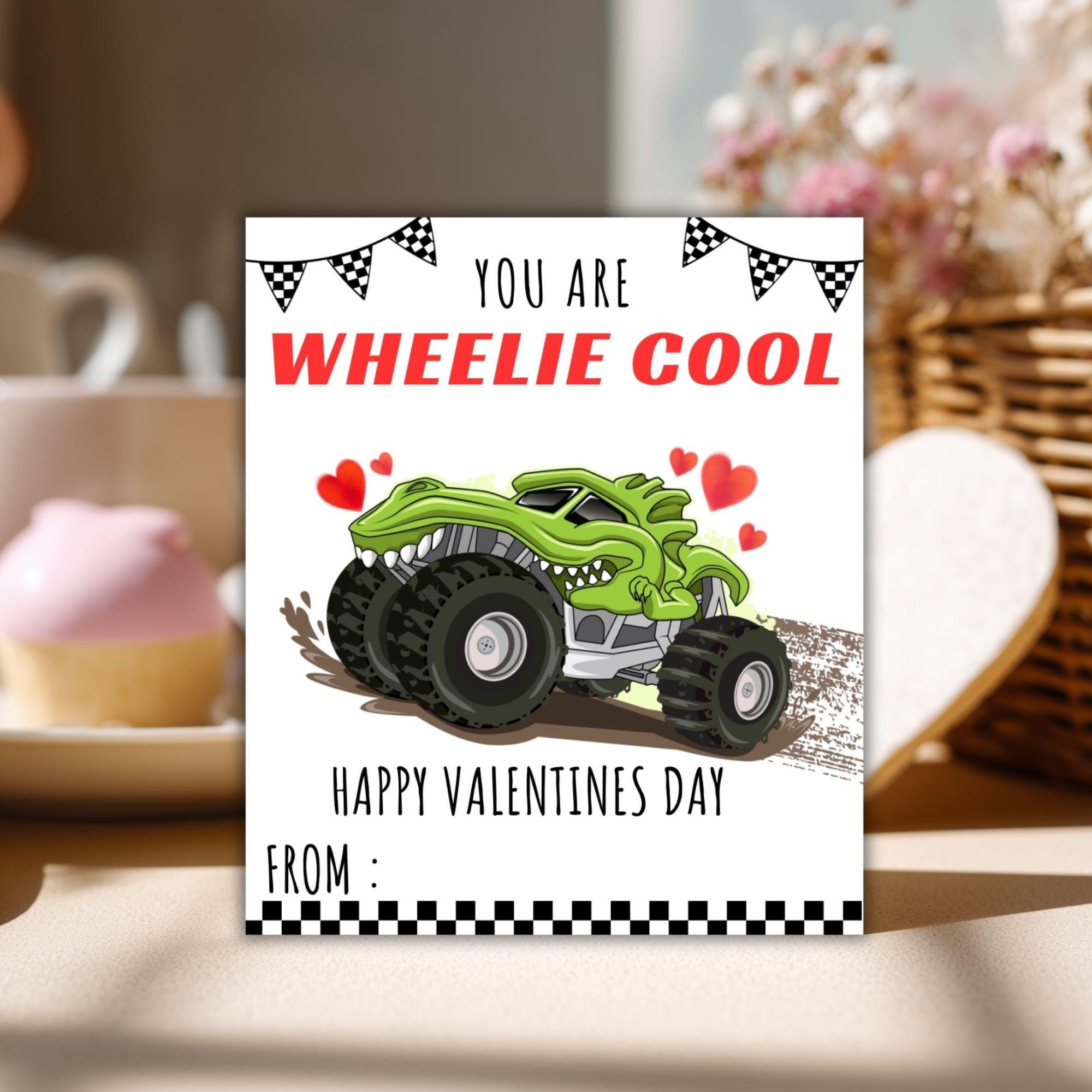Monster Truck Valentine’s Day Cards for Kids, Funny Classroom ...