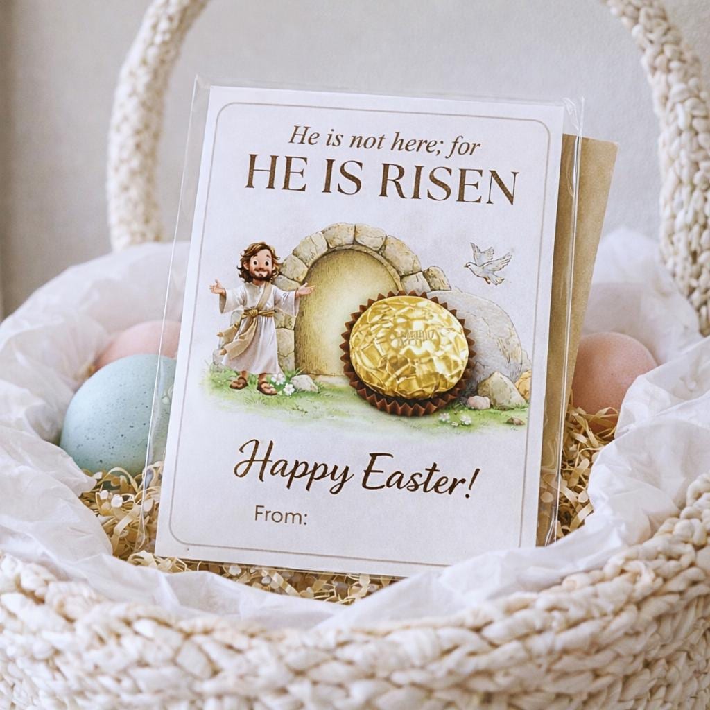Easter Bible Verse Gift Tag Printable He is Risen Christian Tag Easter ...