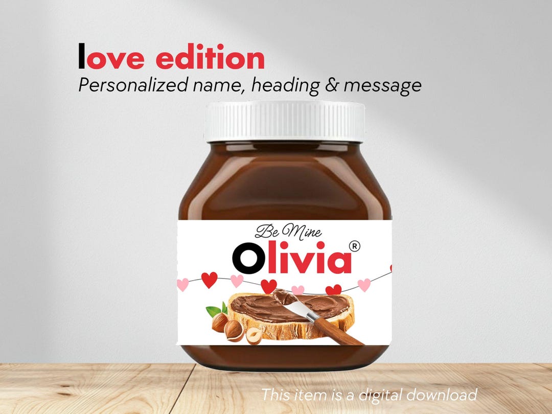 Custom Anniversary Nutella Label Custom Valentine's Day Nutella Labels ...