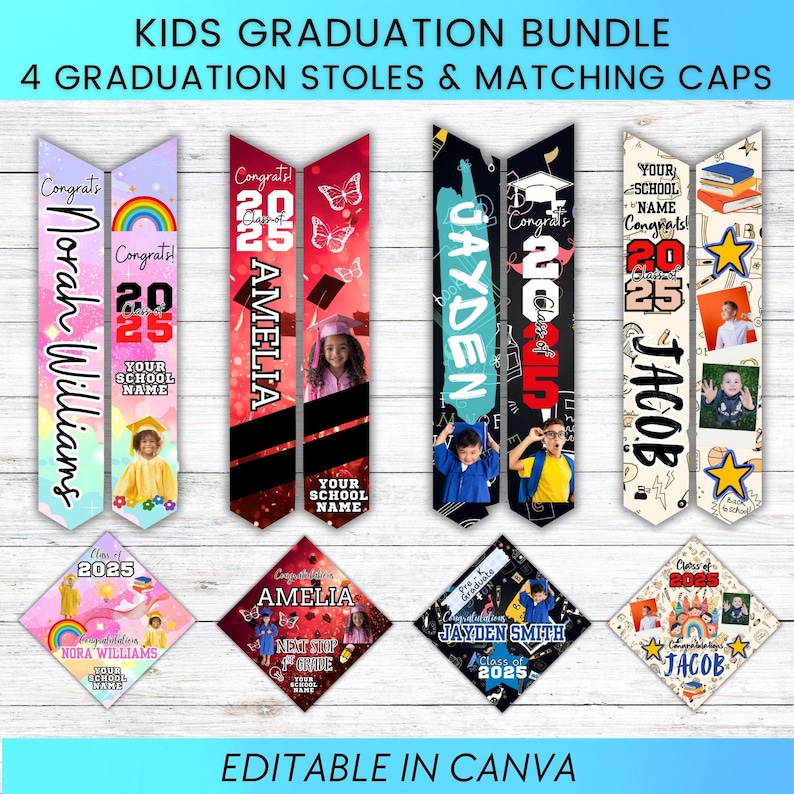 Kids Graduation Stole & Cap Template Kids Graduation Stole Children ...
