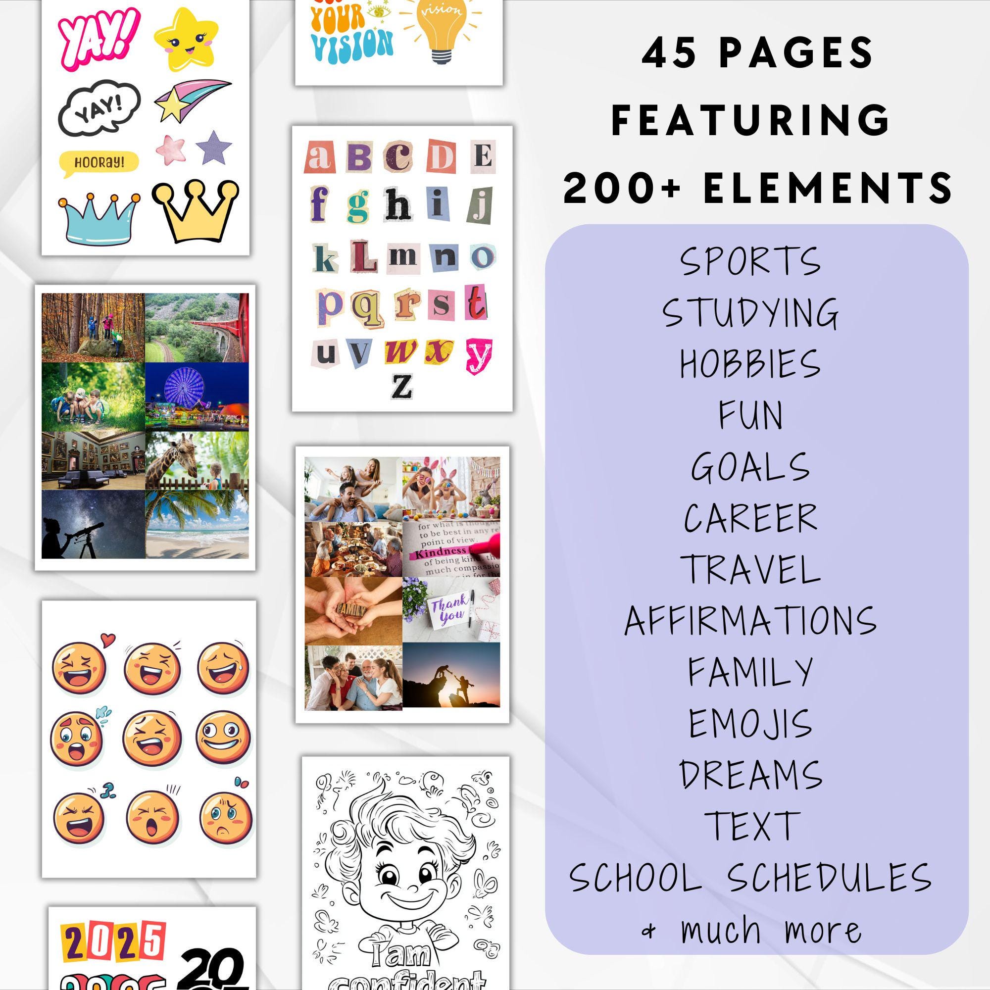 Kids Vision Board Printable Teens Vision Board Boys Girls Vision Board ...