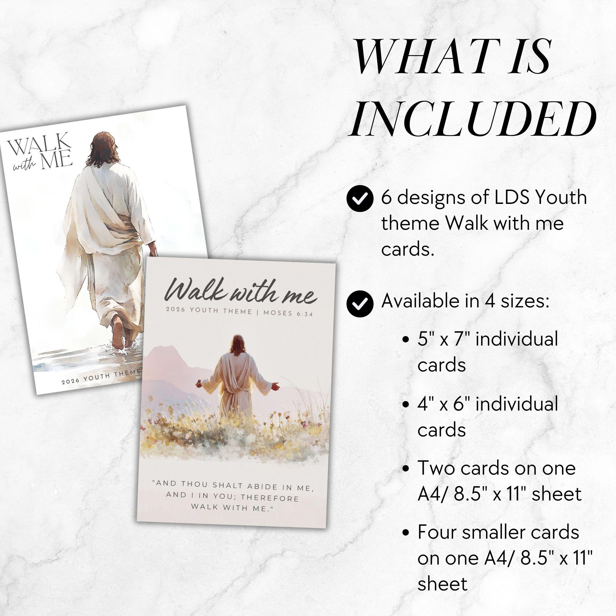 LDS 2026 Youth Theme Walk With Me Cards Printable Moses 6:34 Christian ...