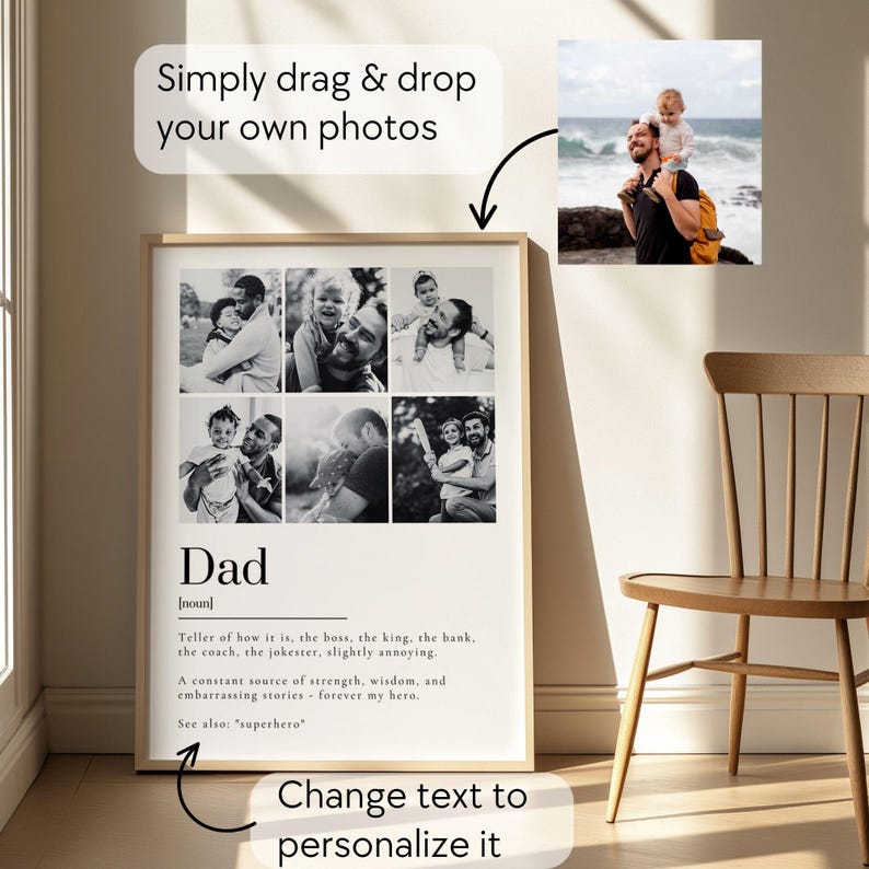 Dad Definition Poster Dad Gift Dad Definition Template Dad Photo ...