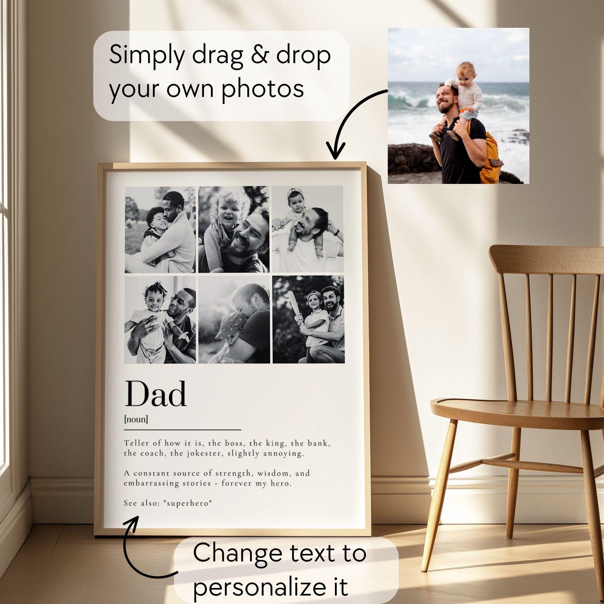Dad Definition Poster Dad Gift Dad Definition Template Dad Photo ...