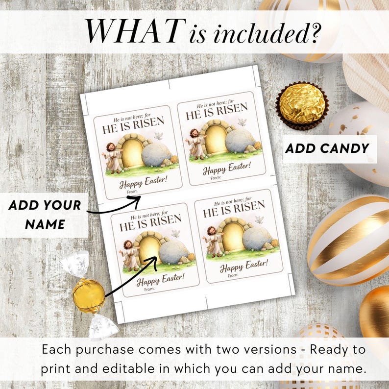 Easter Bible Verse Gift Tag Printable He is Risen Christian Tag Easter ...