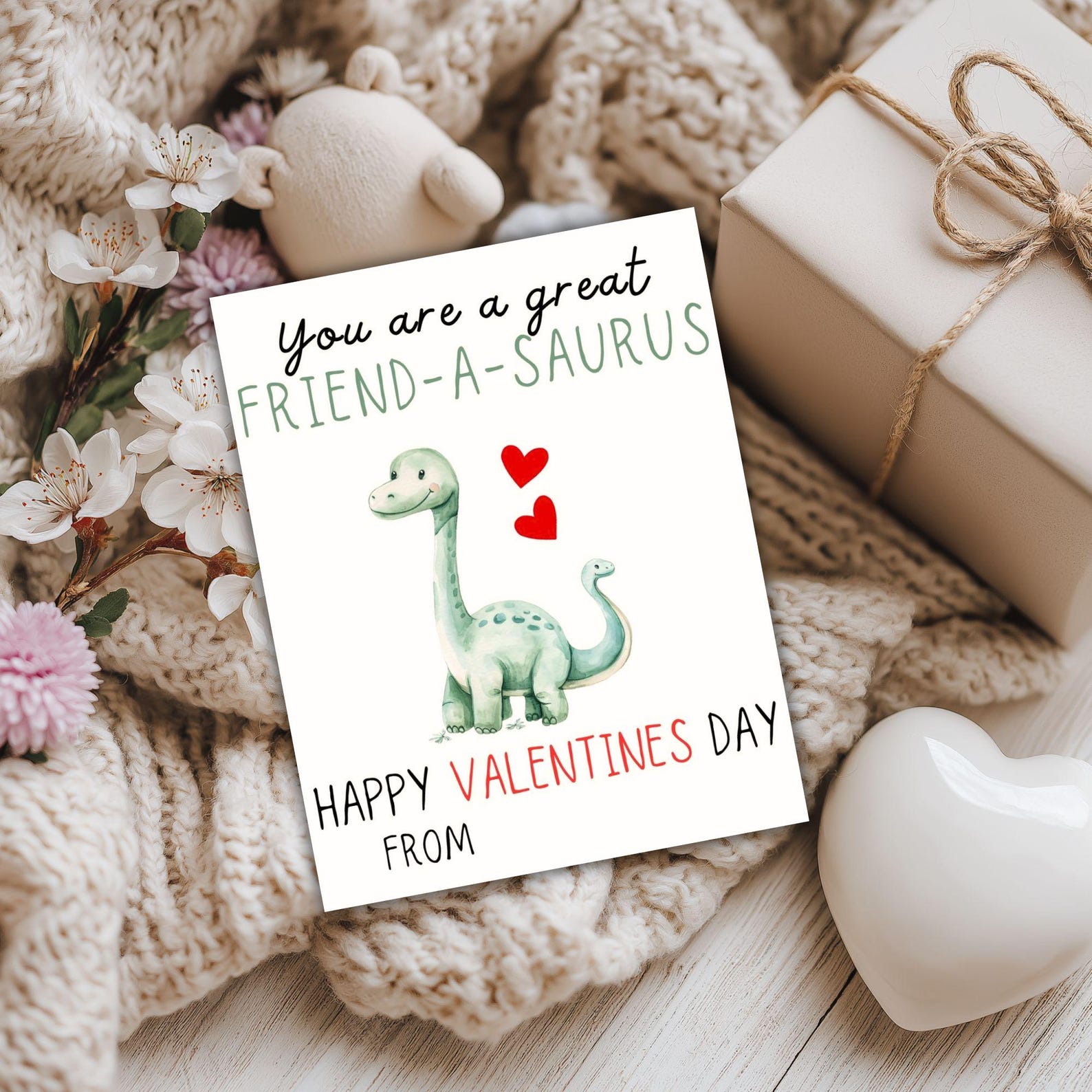 Dinosaur Valentine Cards for Kids Editable Canva Classroom Valentine ...