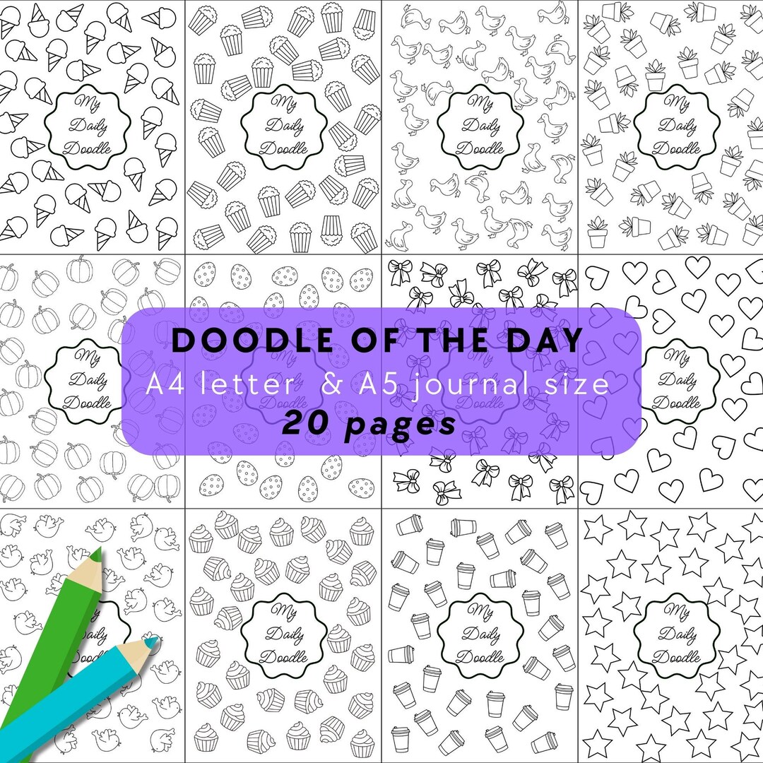 Daily Doodle Printable Monthly Doodle of the Day Planner Page Doodle ...