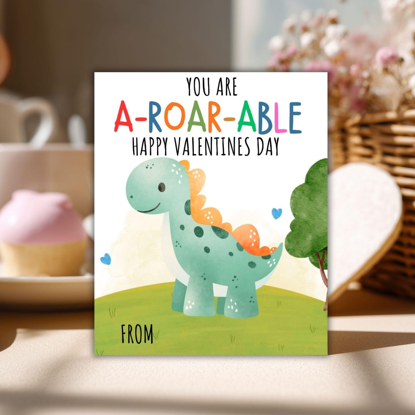 Dinosaur Valentine Cards for Kids Editable Canva Classroom Valentine ...