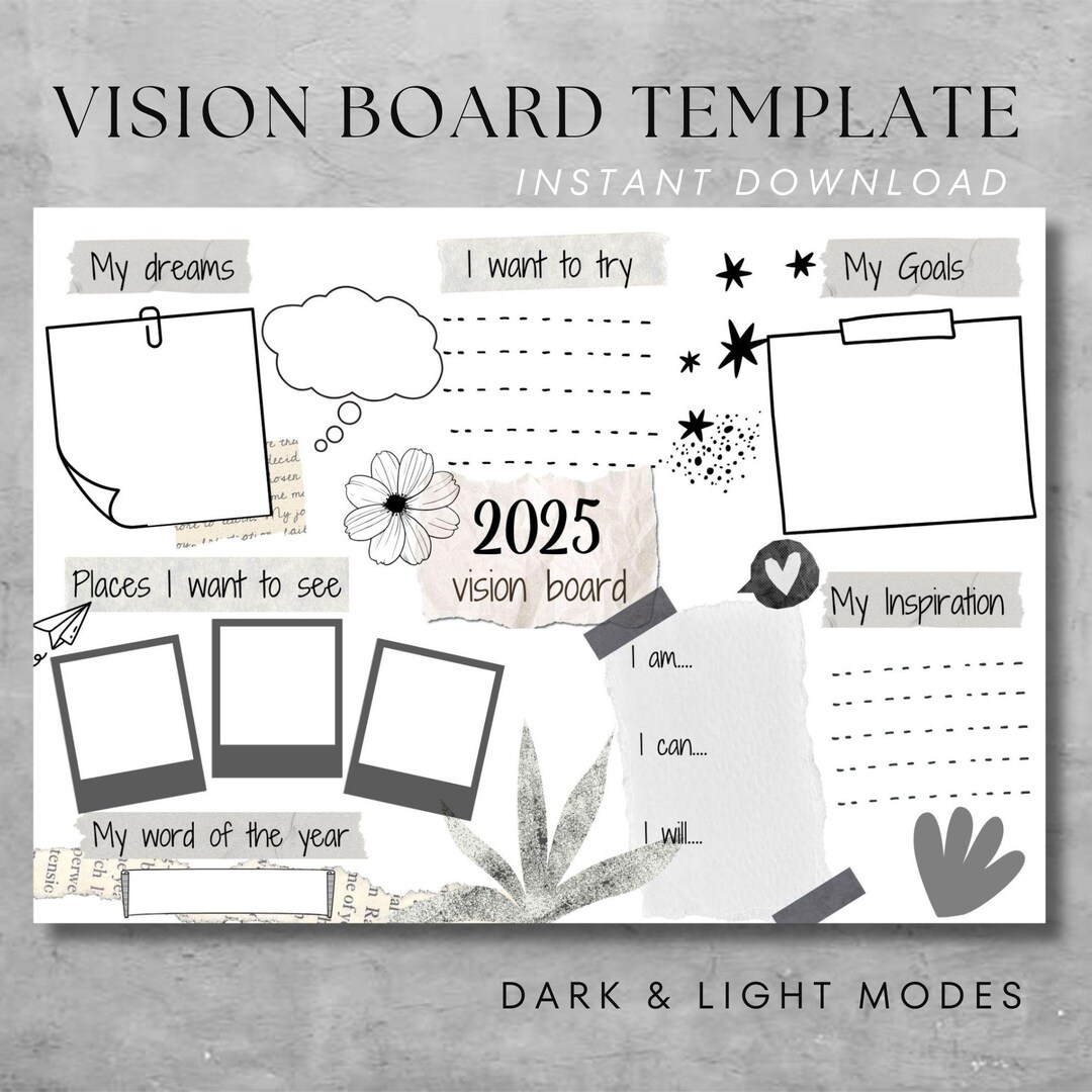 Vision Board Template for Students Printable Vision Board Kids Collage ...