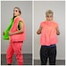 Neon Pink Fleece Rave Jacket Reversible Fluorescent Hooded Party Bomber ...