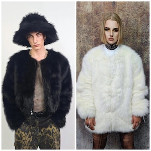 Black Faux Fur Trousers Edgy Fluffy Joggers Gothic Pants Fuzzy High ...
