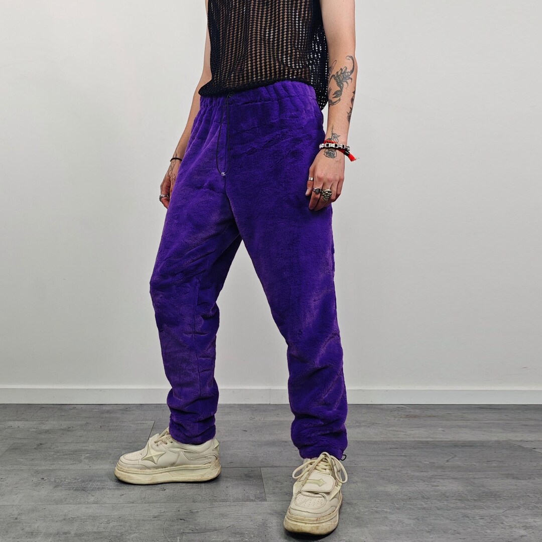 Faux Fur Joggers Purple Soft Fleece Trousers Luxury Soft Pants Handmade ...