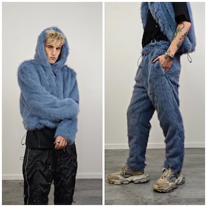 Green Faux Fur Joggers Ski Pants Shaggy Trousers Mountain Trip Bottoms ...