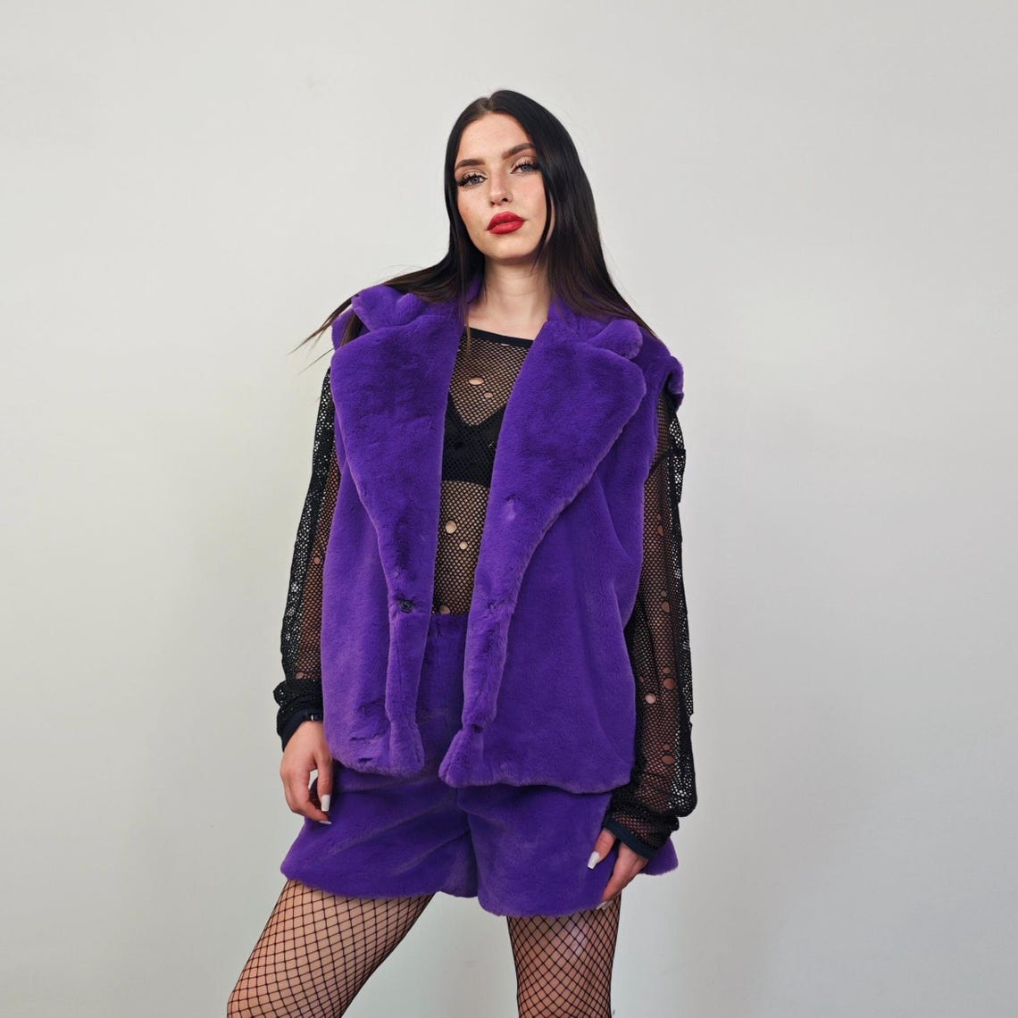 Faux Fur Joggers Purple Soft Fleece Trousers Luxury Soft Pants Handmade ...
