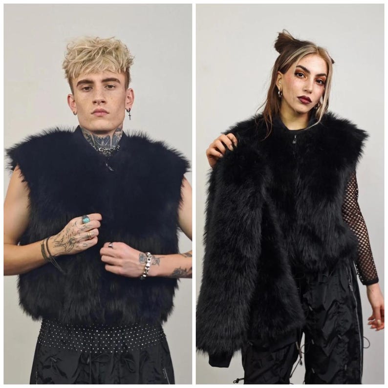 Black Faux Fur Bomber, Short Fluffy College Varsity Jacket, Cropped ...