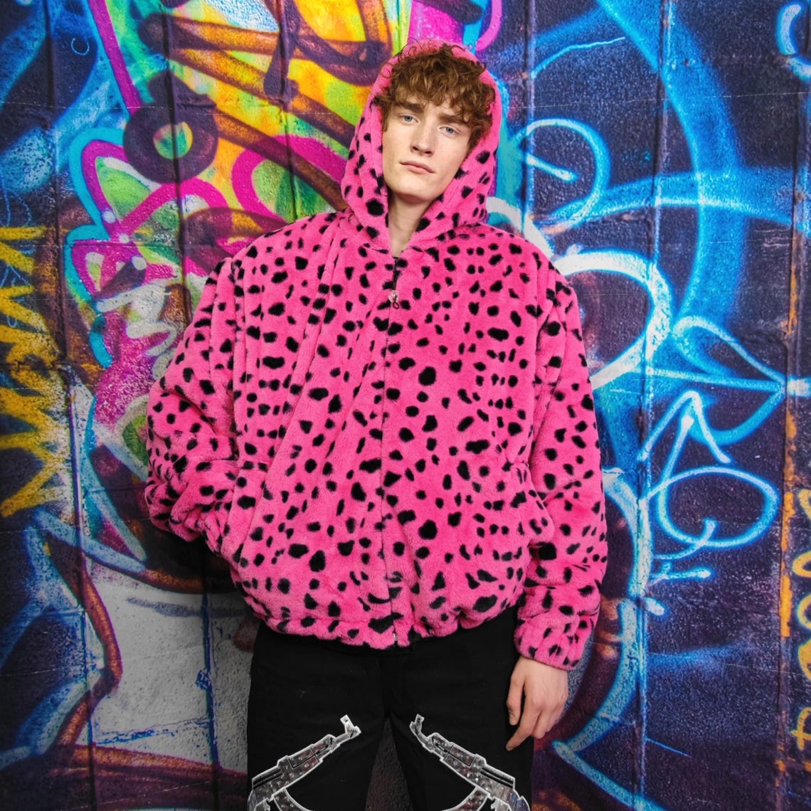 Pink Spot Shorts Fleece Polka Dot Pants Spot Pattern Trousers Neon ...