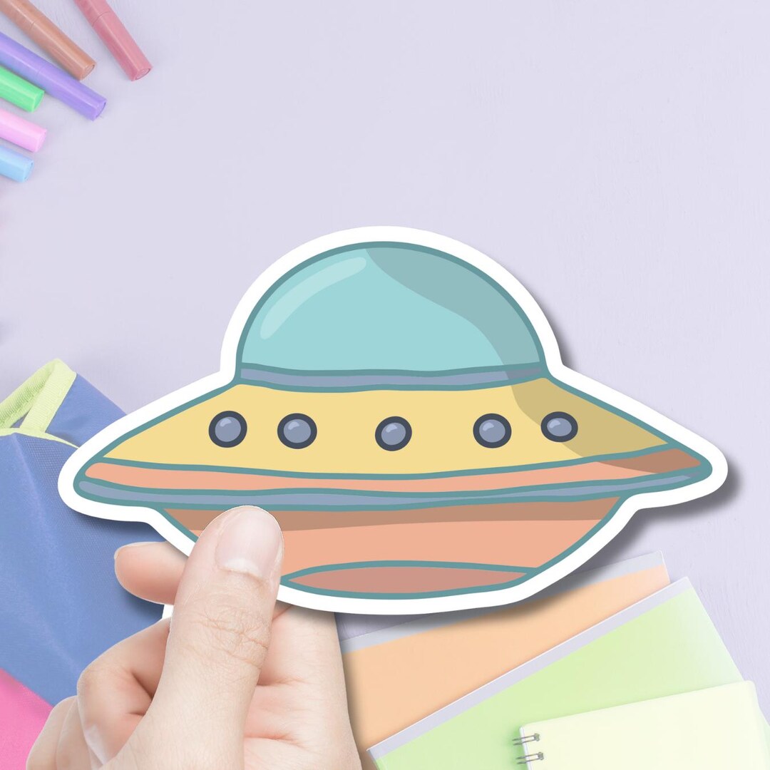 UFO Spaceship Sticker Cute Alien Spacecraft Decal for Kids and Sci-fi ...