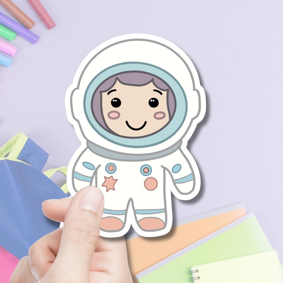 Little Astronaut Sticker Cute Space Explorer Decal for Kids and Space ...