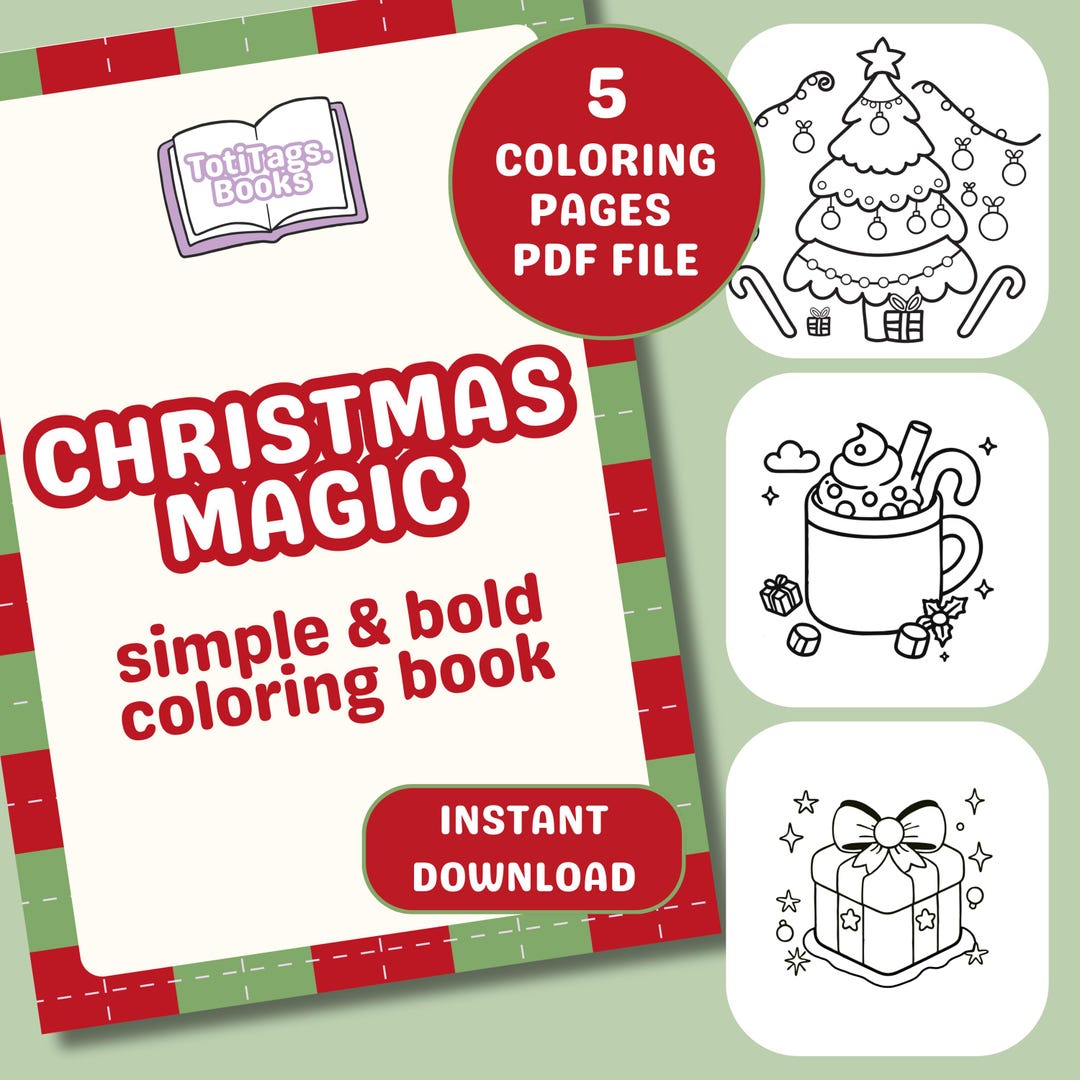 Christmas Magic Coloring Pages, 5 Festive and Fun Holiday Designs ...