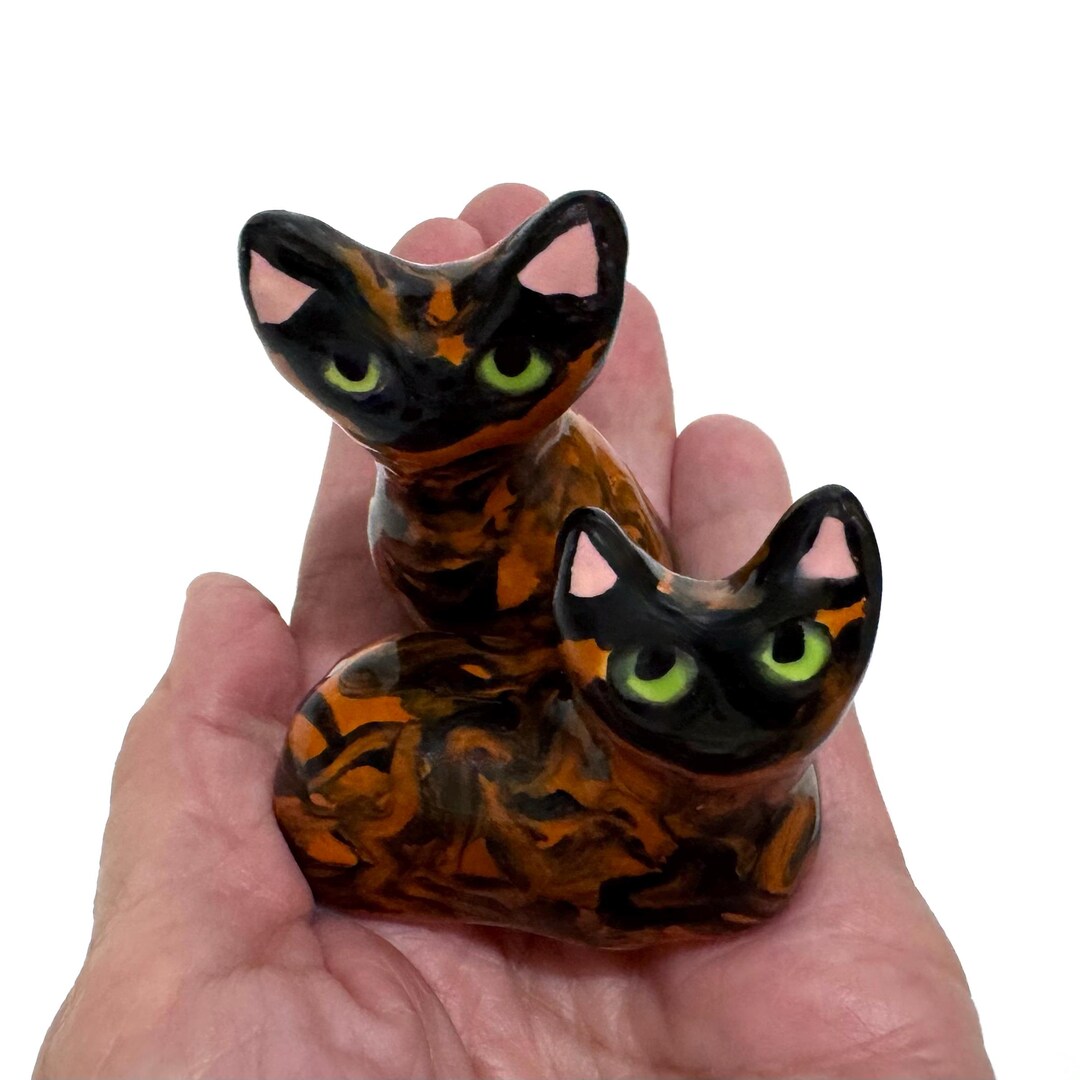 Tortoiseshell Cat Gift, Miniature Animal Figurines, Tortie Cake Toppers ...