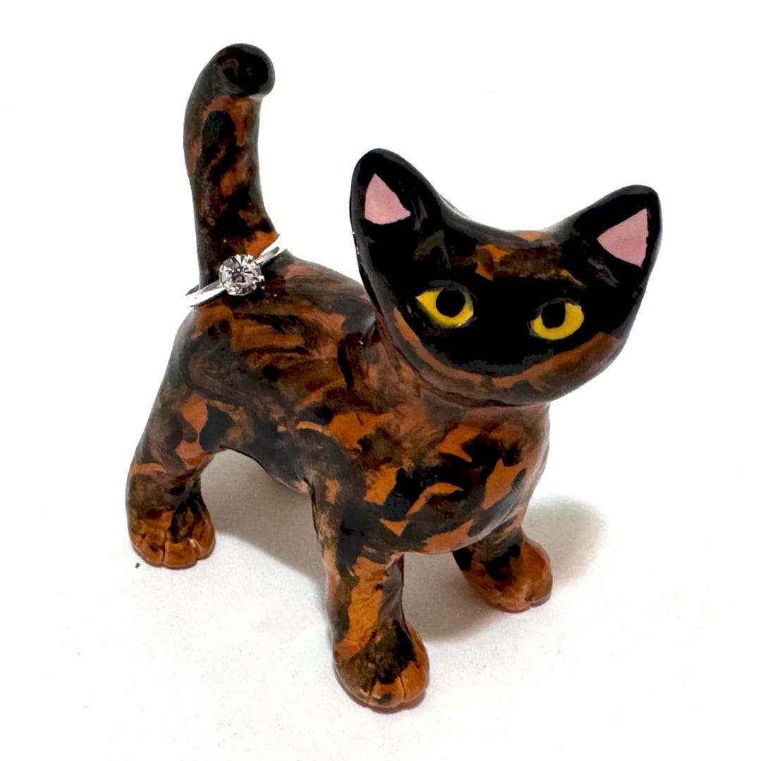 Tortoiseshell Cat Gift, Animal Ring Holder, Mothers Day Gift, Handmade ...
