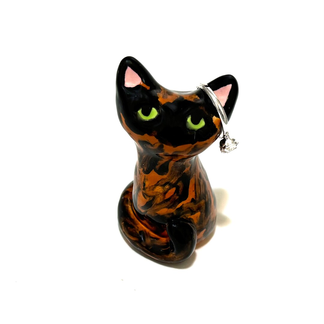 Tortoiseshell Cat Figurine, Pet Ring Holder, Tortie Cat Gift, Handmade ...