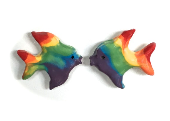 Kissing Fish Gay Pride Gift Rainbow Fish Fridge Magnets - Etsy