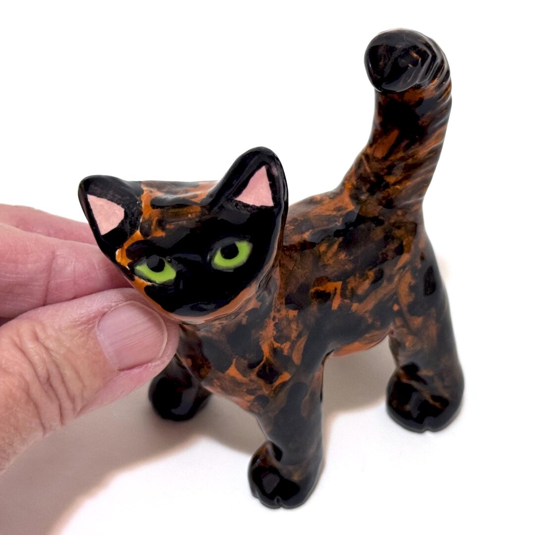 Tortoiseshell Cat Figurine, Tortie Ring Holder, Engagement Gift ...