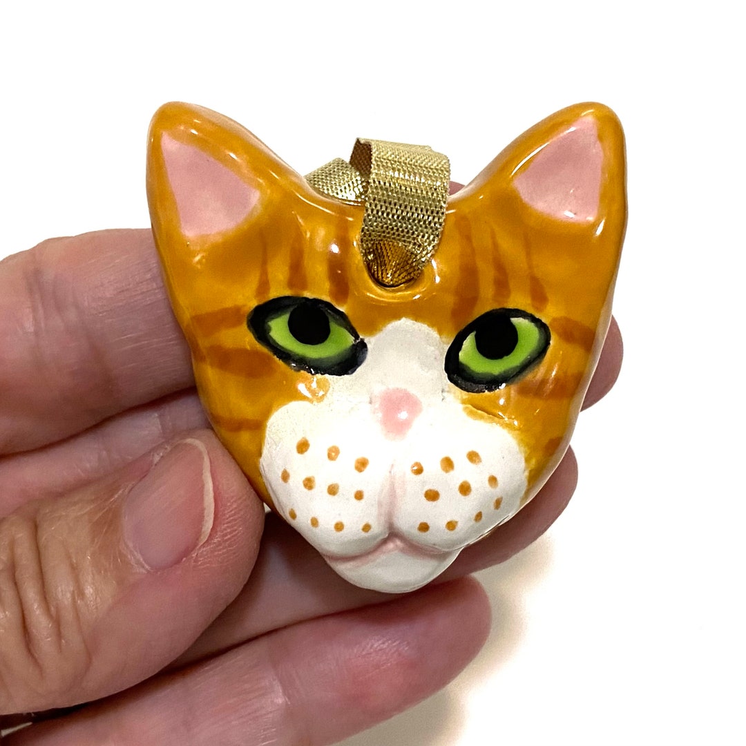 Orange Tabby Cat Ornament, Christmas Tree Decor, Handmade Ceramics - Etsy