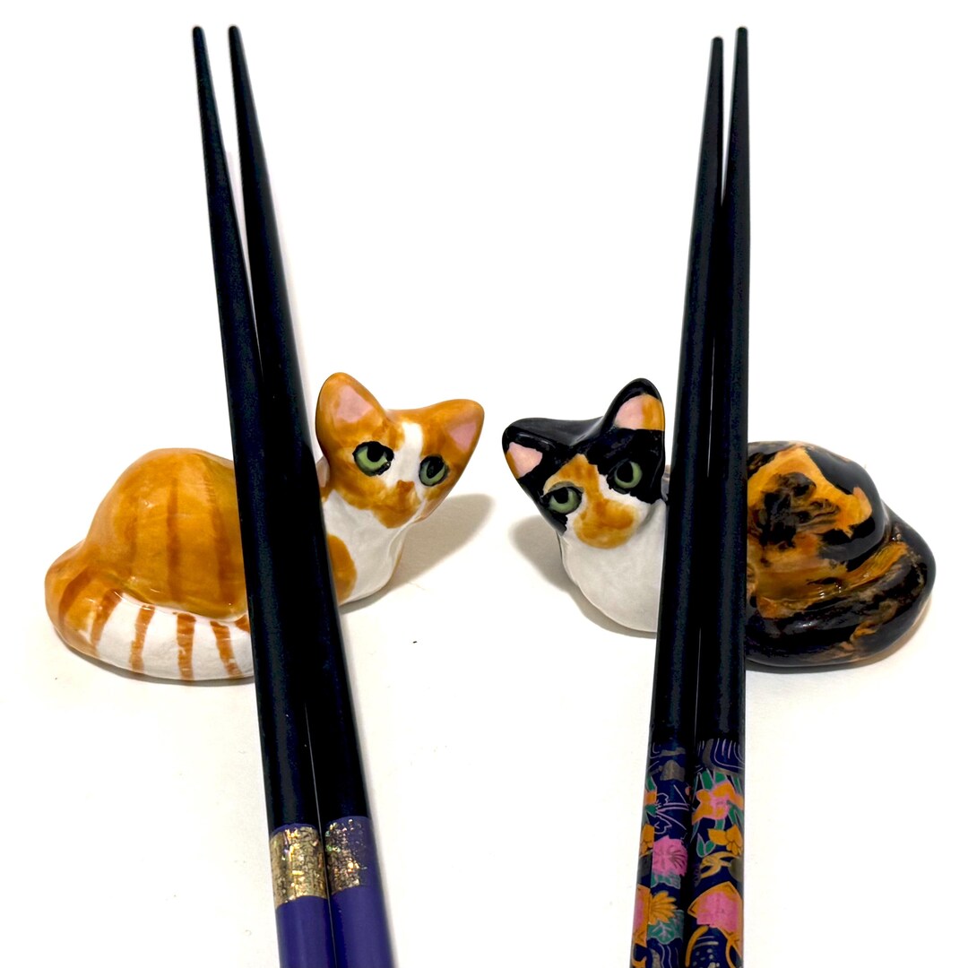 Custom Cat Chopstick Rests, Personalized Ceramics, Sushi Lovers Gift ...