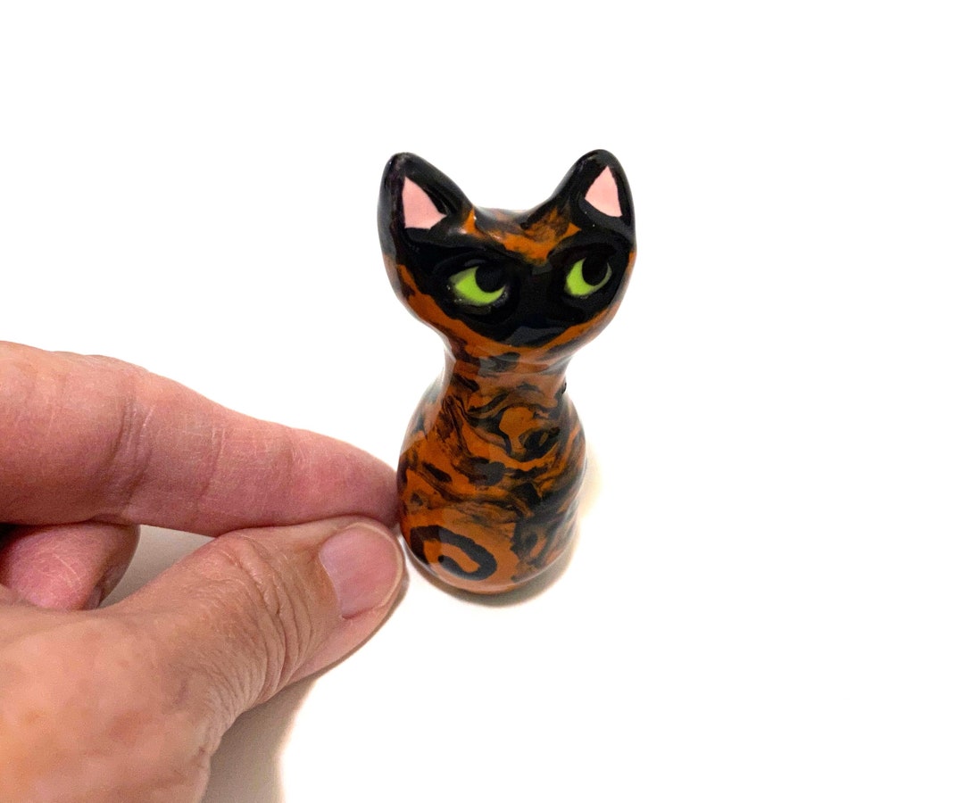Tortie Gift, Cat Cake Topper, Tortoiseshell Cat Figurine, Handmade ...