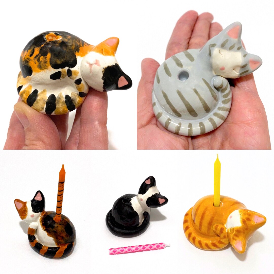 Cat Cake Topper, Custom Cake Topper With Candle, Kids' Birthday Decor ...