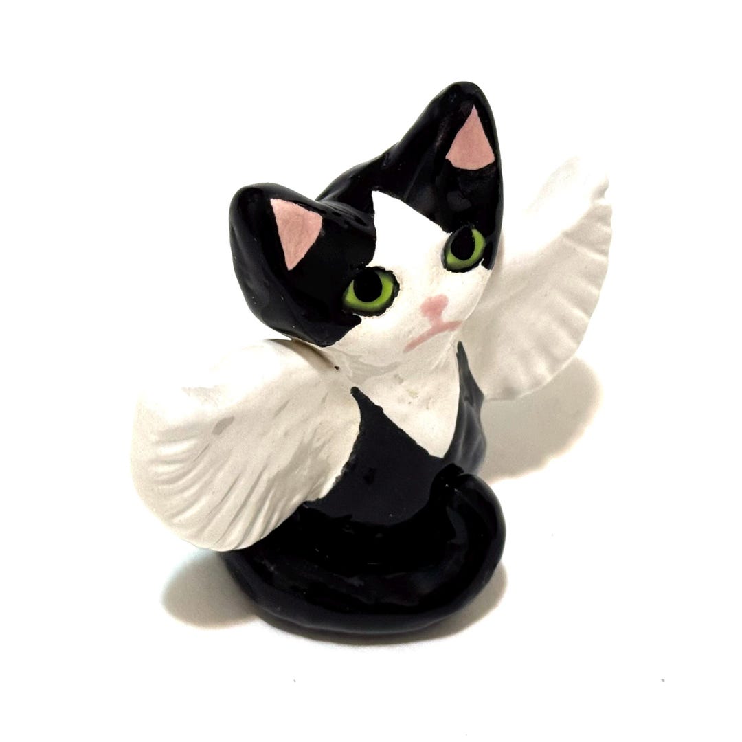 Tuxedo Cat Angel, Pet Loss, Cat Memorial, Handmade Ceramics - Etsy
