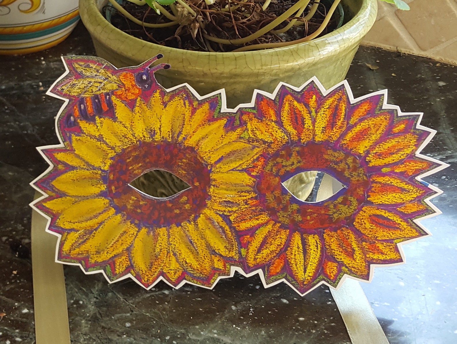 Sunflowers and the Bumble Bee Paper Mask - Etsy