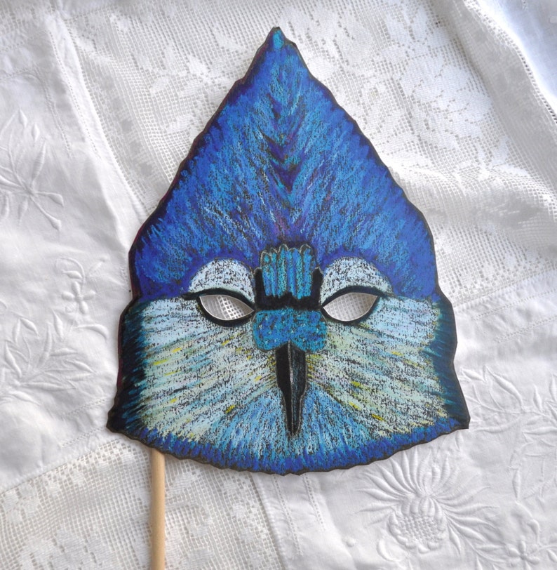 Blue Jay Mask / Bird Mask /hand-held - Etsy