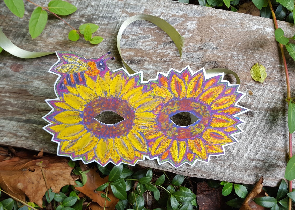 Sunflowers and the Bumble Bee Paper Mask - Etsy