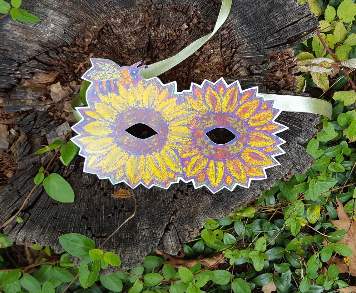 Sunflowers and the Bumble Bee Paper Mask - Etsy