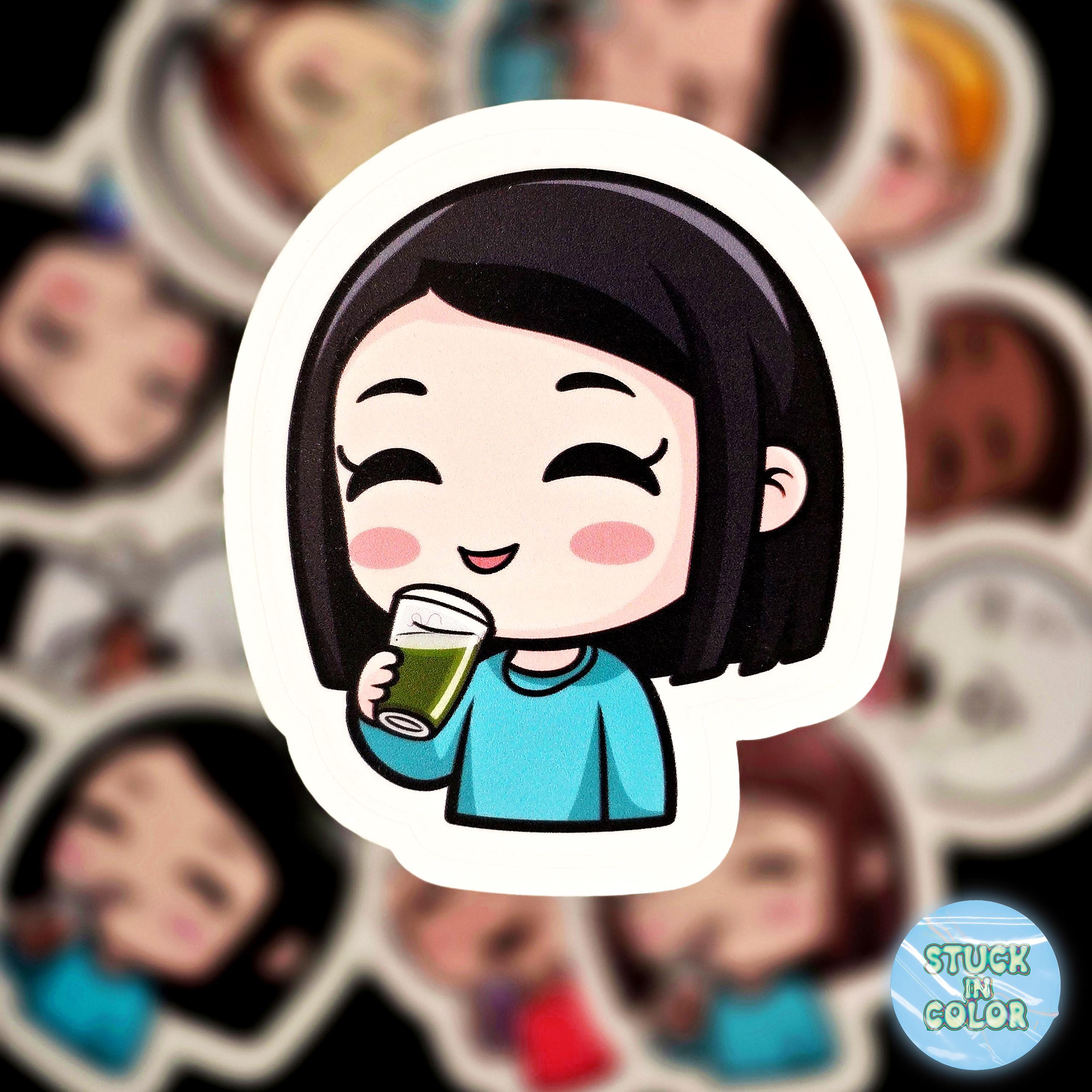 Cute Chibi Matcha Girl Sticker | Easy-peel Vinyl Decal | Water ...