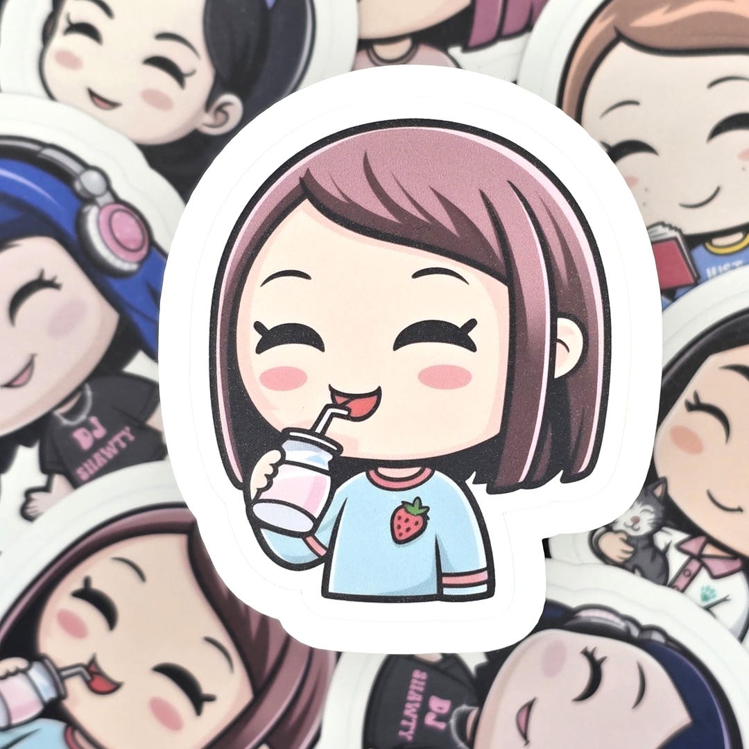 Cute Chibi Strawberry Milk Girl Sticker | Easy-peel Vinyl Decal | Water ...