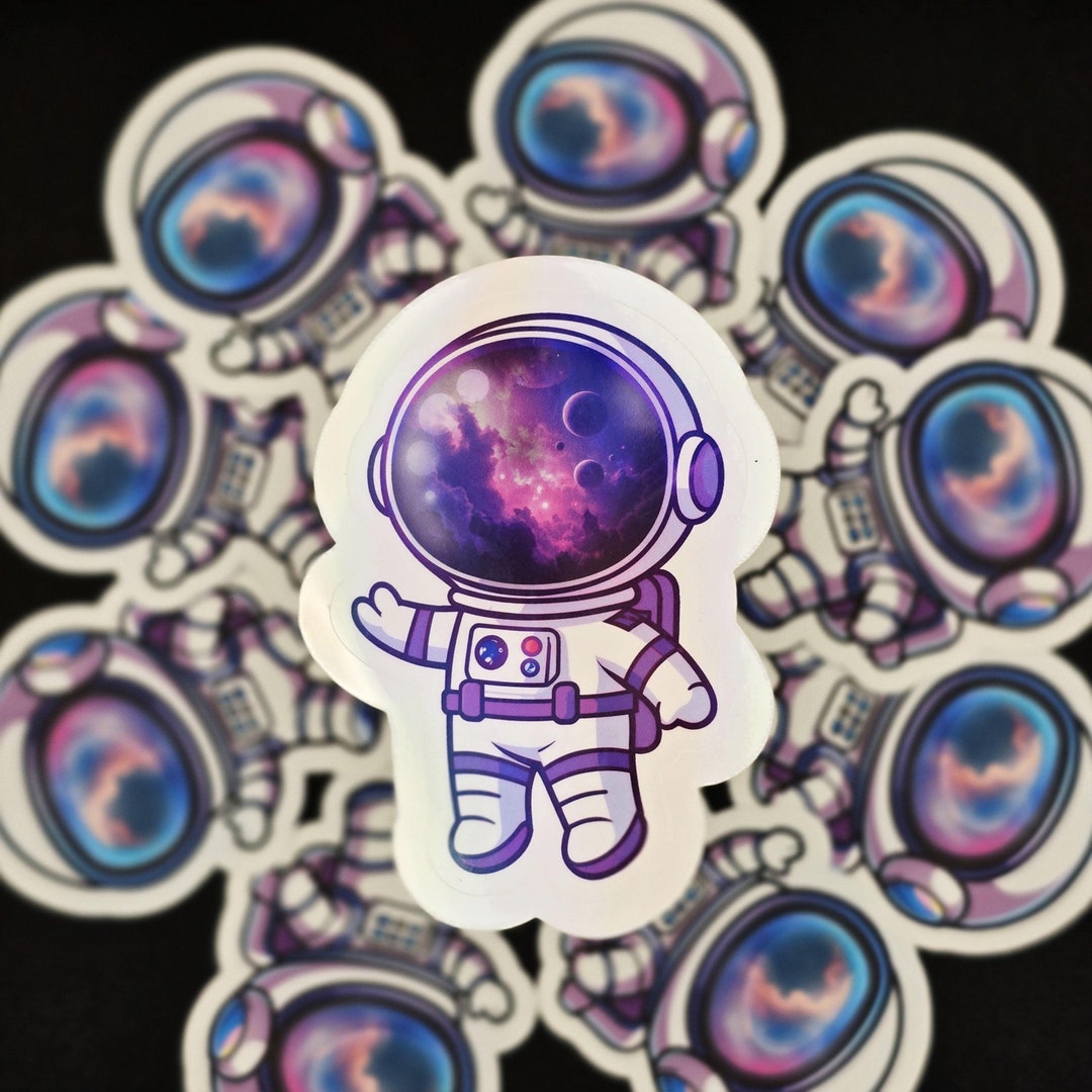 Cute Purple Astronaut Sticker | Easy-peel Vinyl Decal | Water Resistant ...